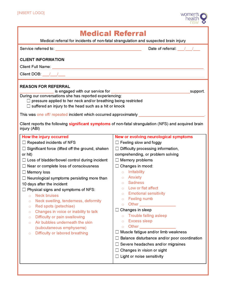 Medical referral template - It Left No Marks