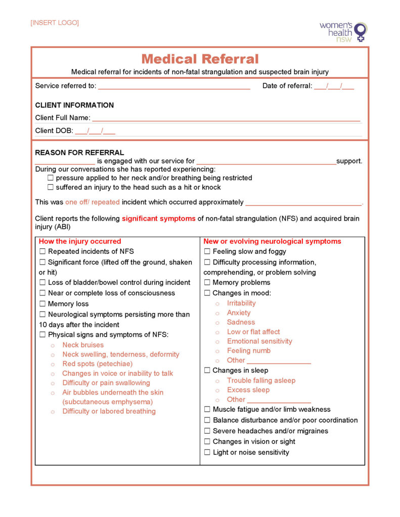 Medical referral template - It Left No Marks